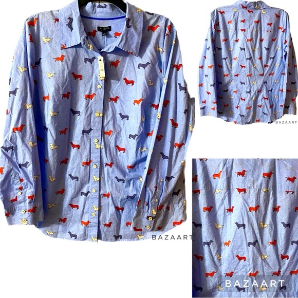 Talbots | Tops | Nwt Talbots Woman Shirt Novelty Print Dog Button Down0 ...